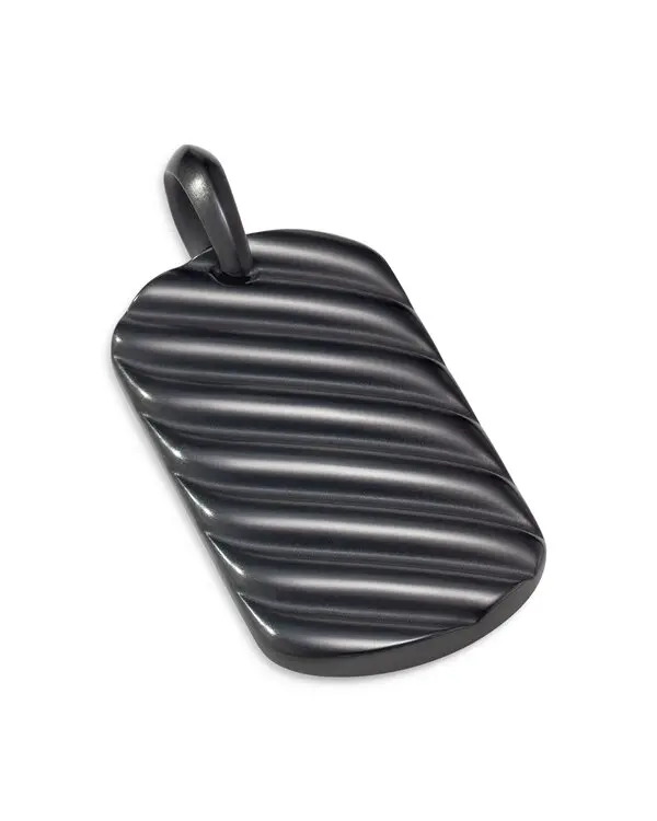 David Yurman Sculpted Cable Tag In Titanium, 35mm - Black
