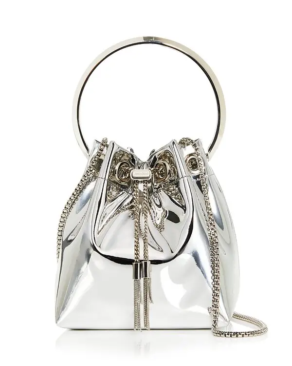 JIMMY CHOO Bon Bon Metallic Bucket Bag - Silver Metallic