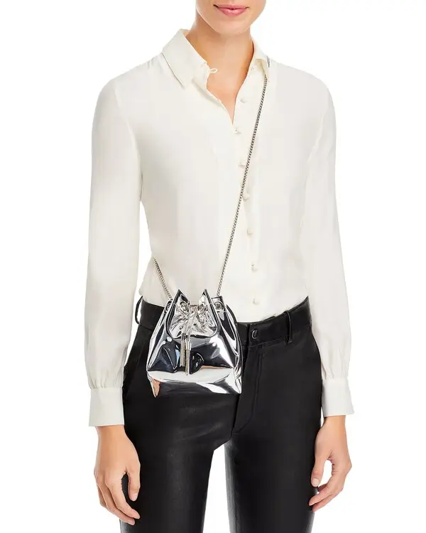 JIMMY CHOO Bon Bon Metallic Bucket Bag - Silver Metallic