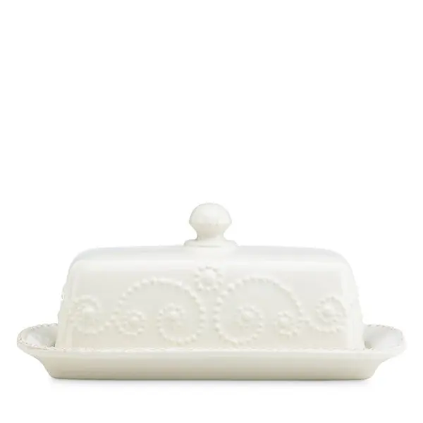 LENOX French Perle Covered Butter Dish - White