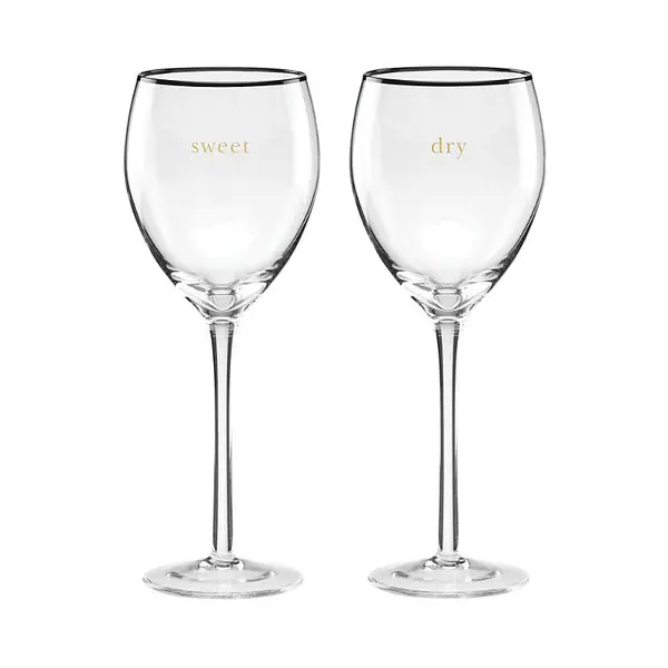 Kate Spade New York Cheers To Us Sweet And Dry Wine Glasses, Set Of 2 - Clear
