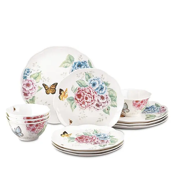 LENOX Butterfly Meadow 12 Piece Dinnerware Set - White