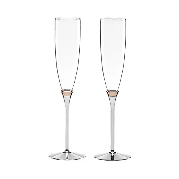 Kate Spade New York Rosy Glow Toasting Flute, Set Of 2 - Silver/rose