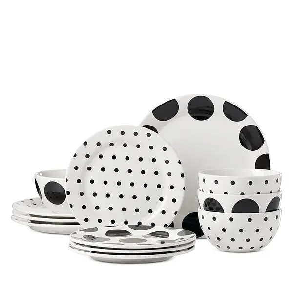 Kate Spade New York On The Dot 12 Piece Dinnerware Set - White