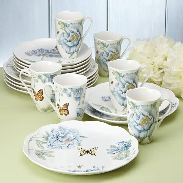 LENOX Butterfly Meadow 18 Piece Dinnerware Set - White