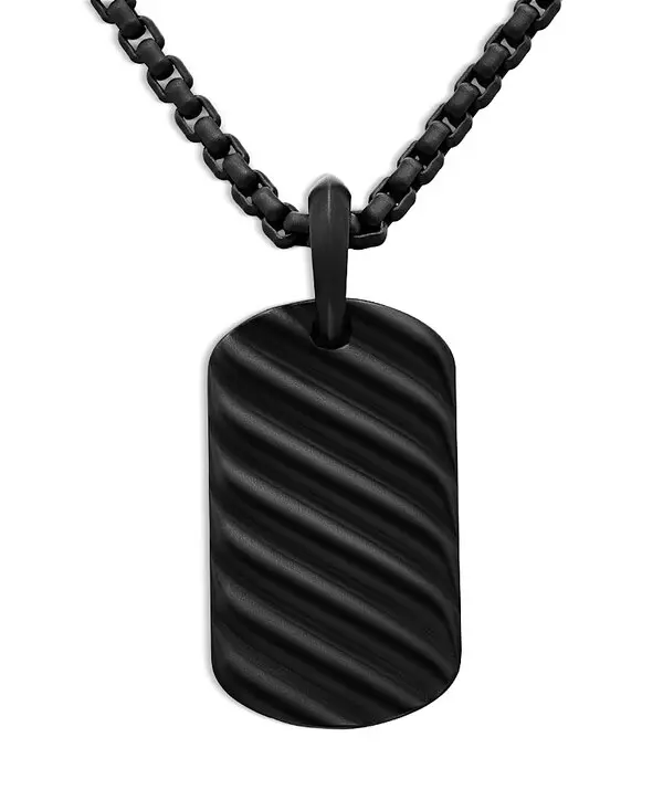 David Yurman Sculpted Cable Tag Pendant - Black
