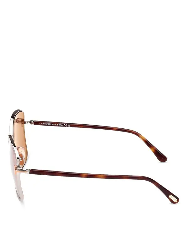 TOM FORD Fern Square Sunglasses - Rose Gold/orange Solid