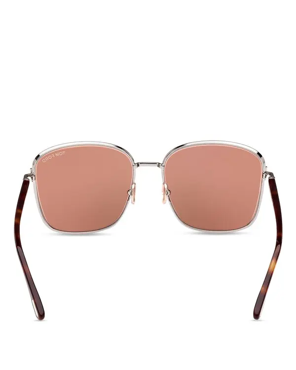 TOM FORD Fern Square Sunglasses - Rose Gold/orange Solid