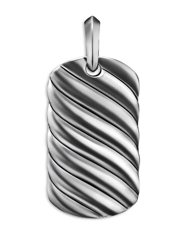 David Yurman Sculpted Cable Tag In Sterling 35mm - Silver