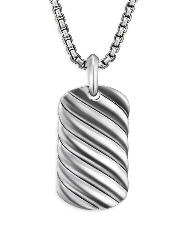 David Yurman Sculpted Cable Tag In Sterling 35mm