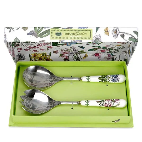 PORTMEIRION Portmeiron Botanic Garden Salad Servers, Set Of 2 - White