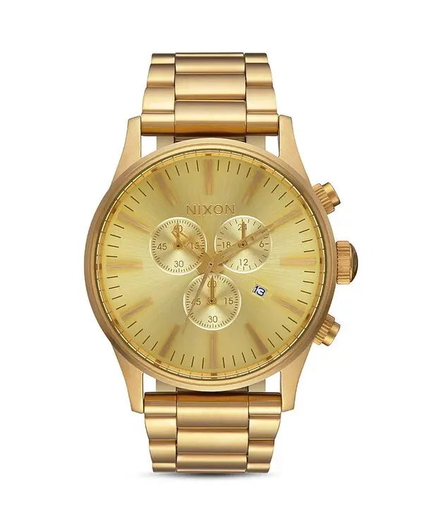 Nixon Sentry Chrono Watch, 42mm - Gold