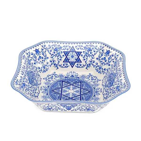 SPODE Judaica Square Salad/serving Dish - Blue/white