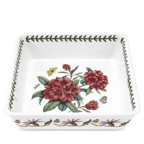 PORTMEIRION Botanic Garden Rhododendron Square Dish - White