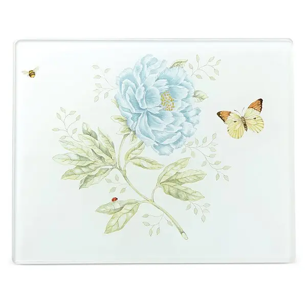 LENOX Butterfly Meadow Small Glass Cutting Board - White