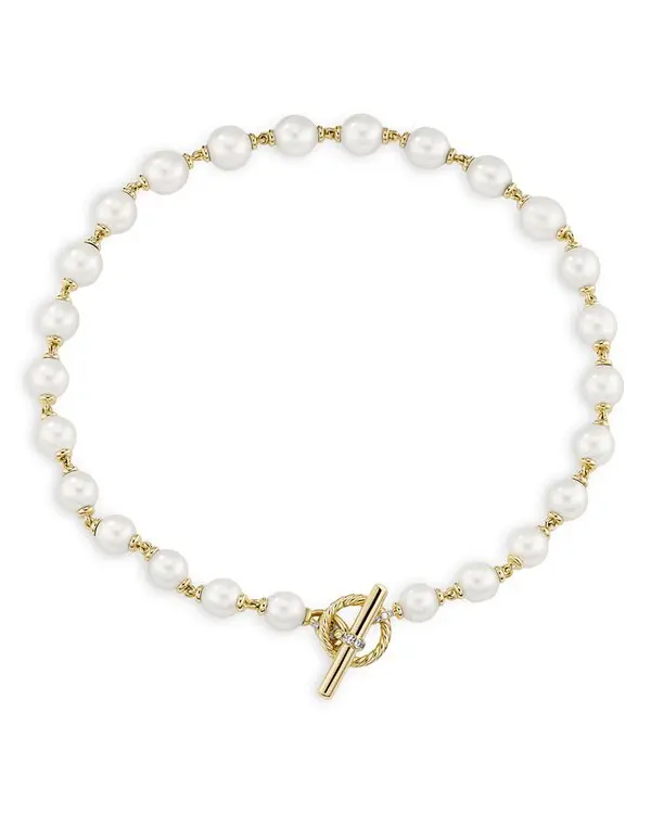 David Yurman 18k Yellow Gold Pearl And Diamond Necklace - White/gold