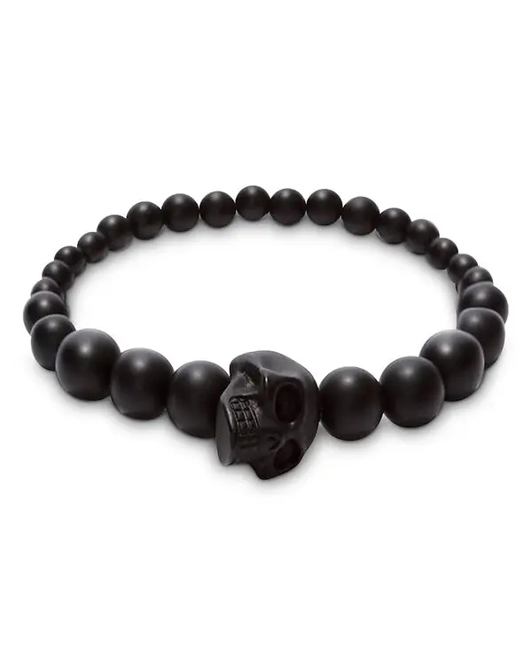 Alexander McQueen Skull & Bead Stretch Bracelet - Black