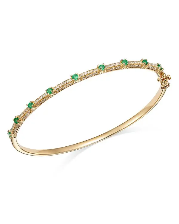 Bloomingdale'S Emerald And Diamond Bangle Bracelet - Green/gold