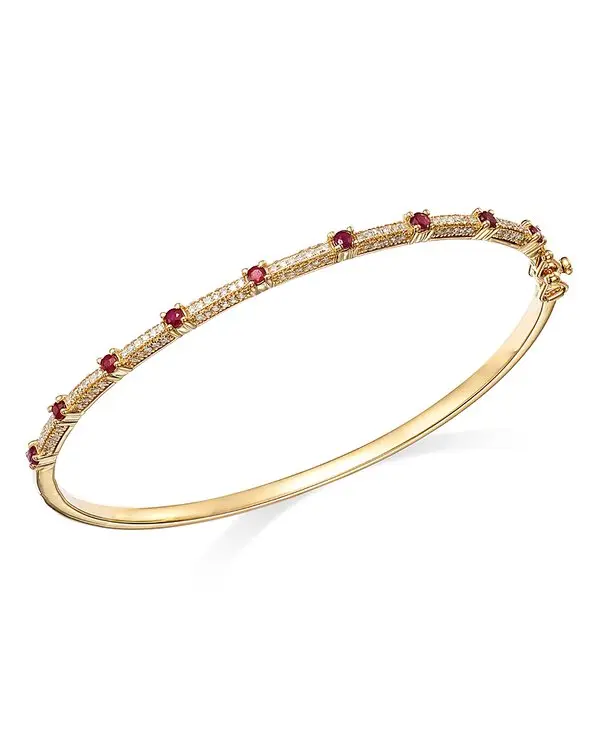 Bloomingdale'S Ruby And Diamond Bangle Bracelet - Gold/red