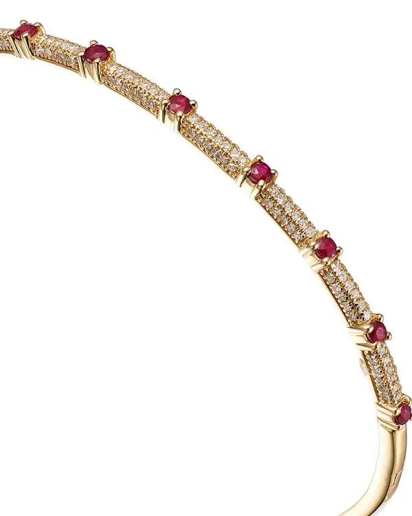 Bloomingdale'S Ruby And Diamond Bangle Bracelet - Gold/red