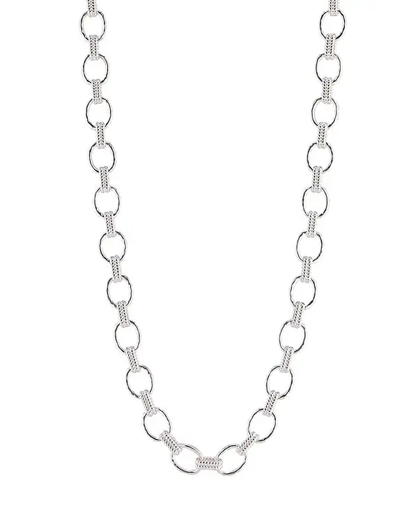 CAPUCINE DE WULF Cleopatra Hammered Link Necklace - Silver