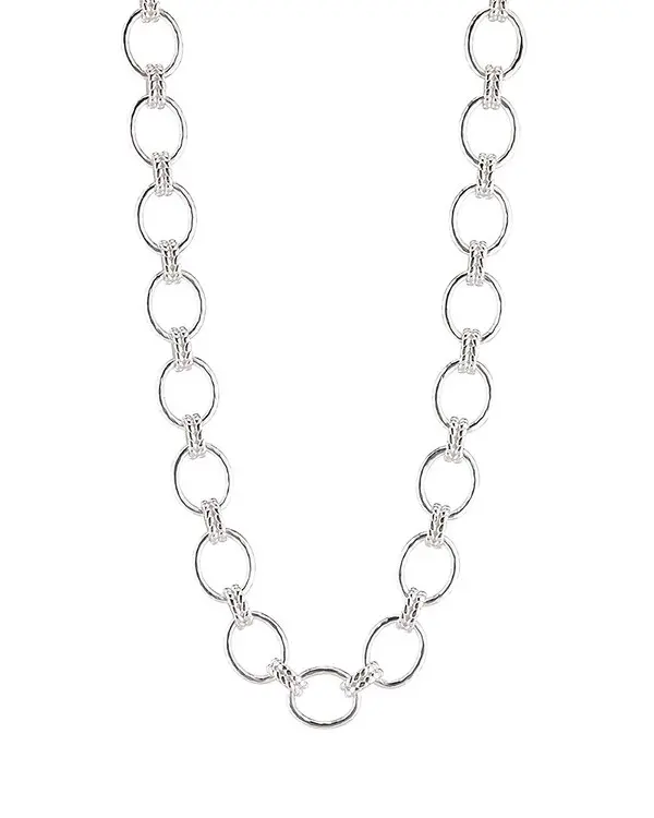 CAPUCINE DE WULF Cleopatra Grande Hammered Link Necklace - Silver