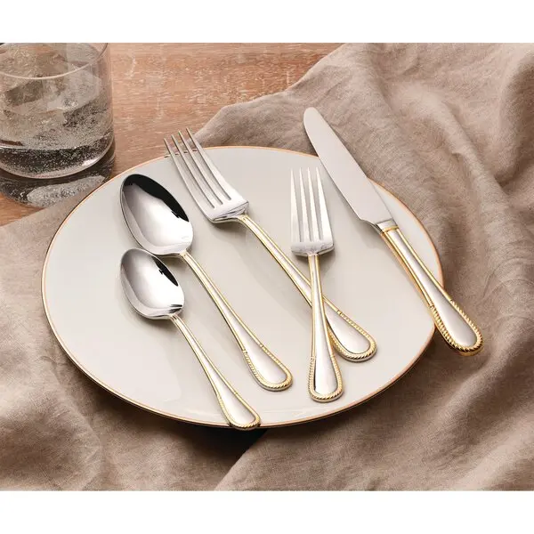 HUDSON PARK COLLECTION Calista Partial Gold 42-piece Everyday Flatware Set Exclusive