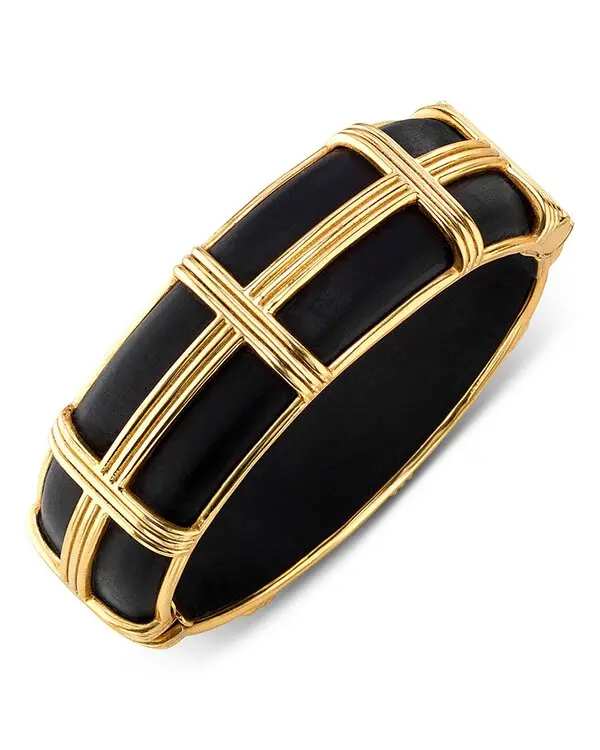 CAPUCINE DE WULF Gaia Wood And Gold Tone Bangle Bracelet - Ebony