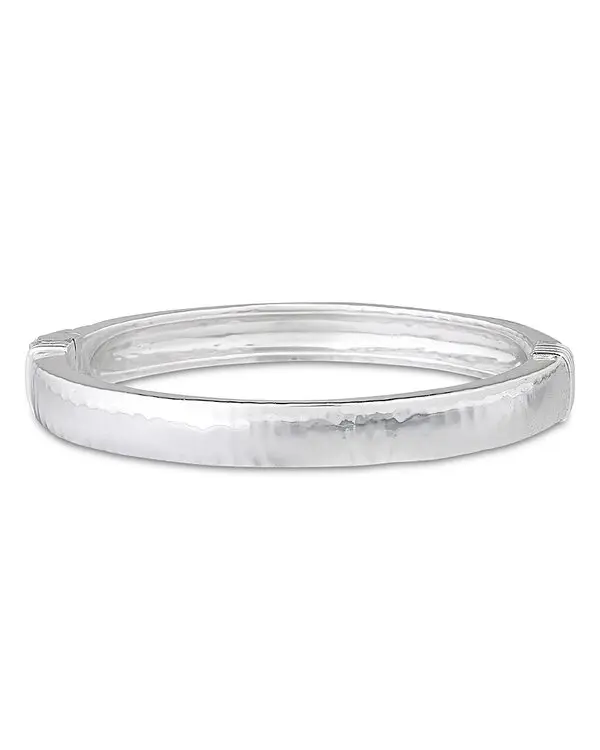 CAPUCINE DE WULF Cleopatra Oval Hammered Bangle Bracelet - Silver