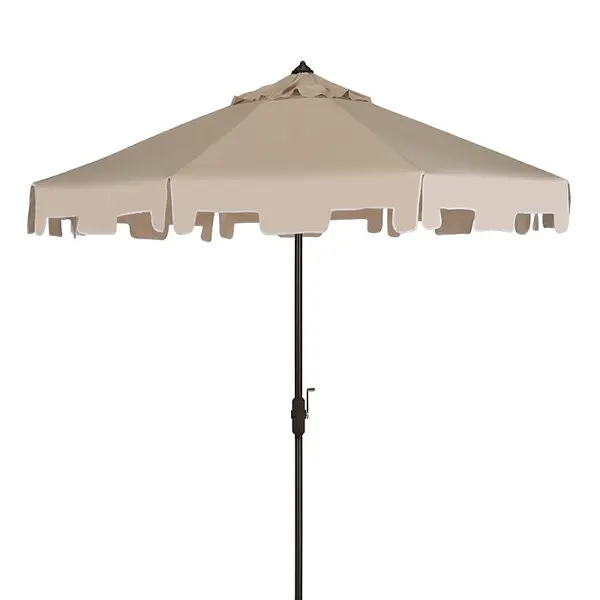 SAFAVIEH Zimmerman 9 Ft Crank Market Umbrella - Beige