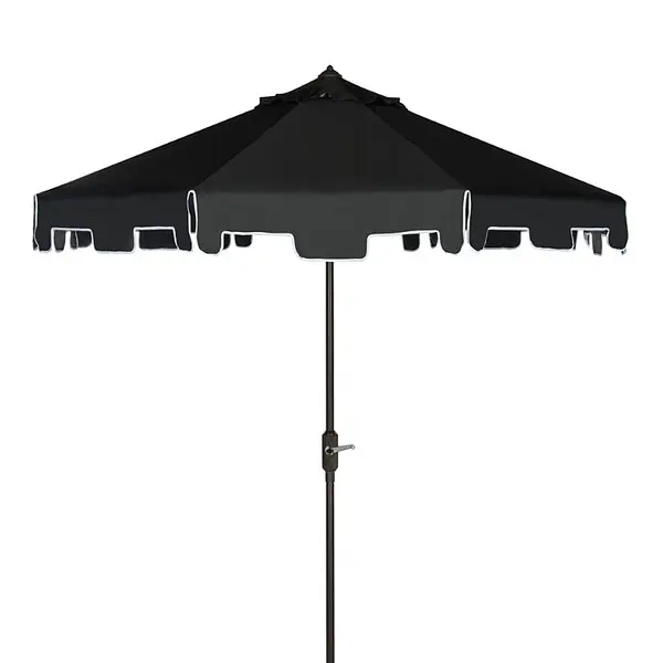 SAFAVIEH Zimmerman 9 Ft Crank Market Umbrella - Black/white