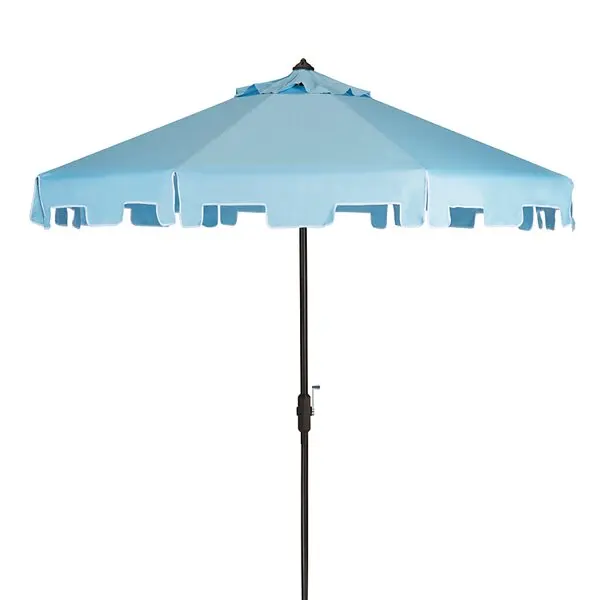 SAFAVIEH Zimmerman 9 Ft Crank Market Umbrella - Blue