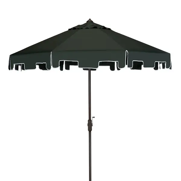 SAFAVIEH Zimmerman 9 Ft Crank Market Umbrella - Dark Green