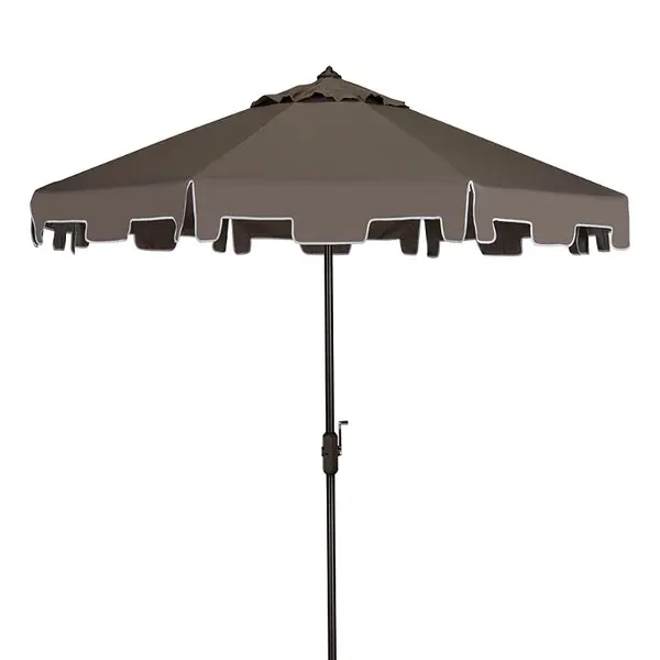 SAFAVIEH Zimmerman 9 Ft Crank Market Umbrella - Gray