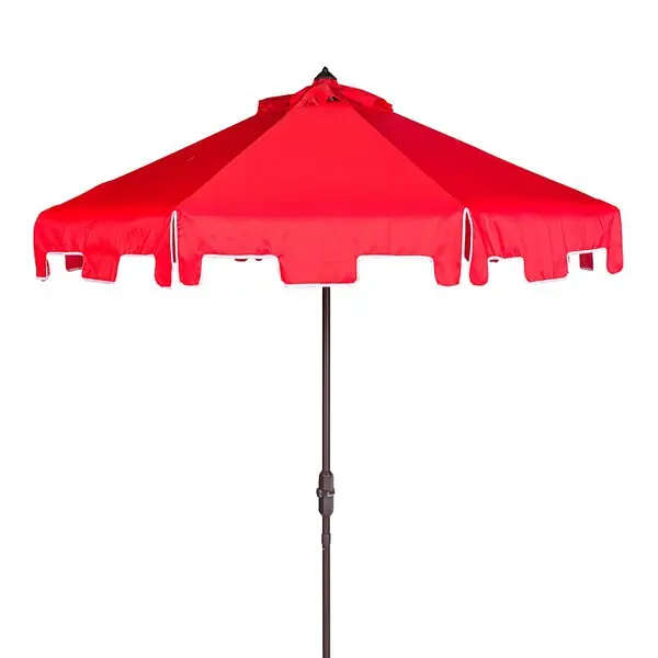 SAFAVIEH Zimmerman 9 Ft Crank Market Umbrella - Red