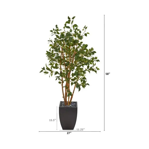 NEARLY NATURAL Artificial Ficus Tree In Black Planter