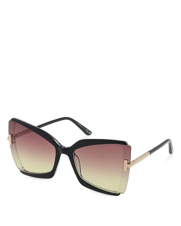 TOM FORD Gia Butterfly Sunglasses - Black/brown Gradient