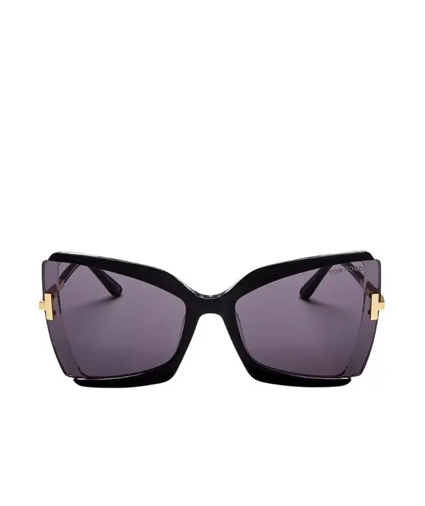 TOM FORD Gia Butterfly Sunglasses - Black/crystal/smoke Mirror