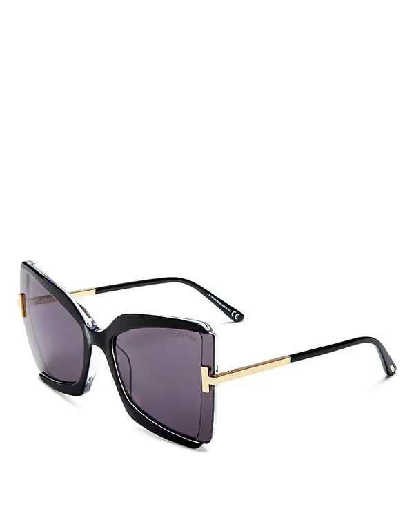 TOM FORD Gia Butterfly Sunglasses - Black/crystal/smoke Mirror