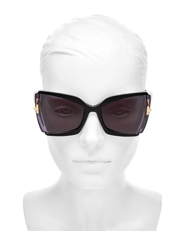 TOM FORD Gia Butterfly Sunglasses - Black/crystal/smoke Mirror