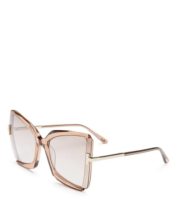TOM FORD Gia Butterfly Sunglasses - Shiny Beige/brown Mirror