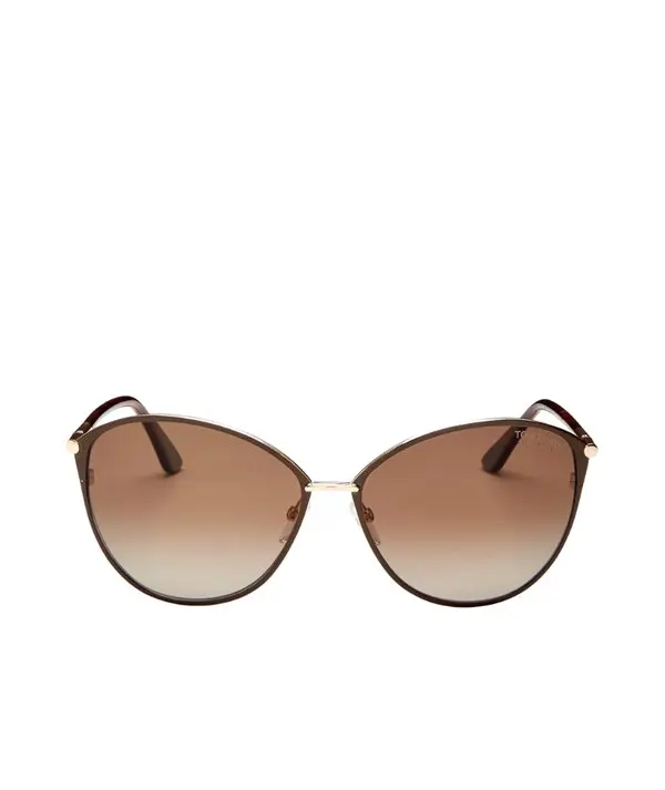 TOM FORD Penelope Polarized Cat Eye Sunglasses - Shiny Rose Gold/brown Gradient Polarized