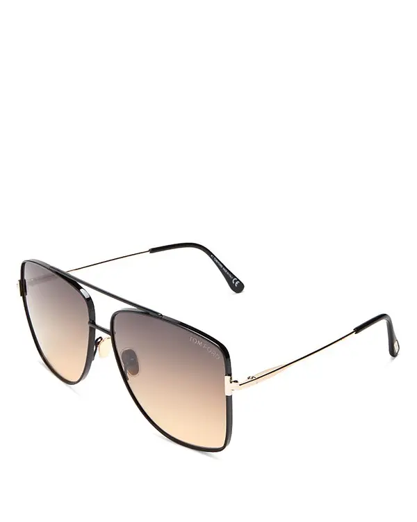 TOM FORD Reggie Brow Bar Aviator Sunglasses - Black/gray