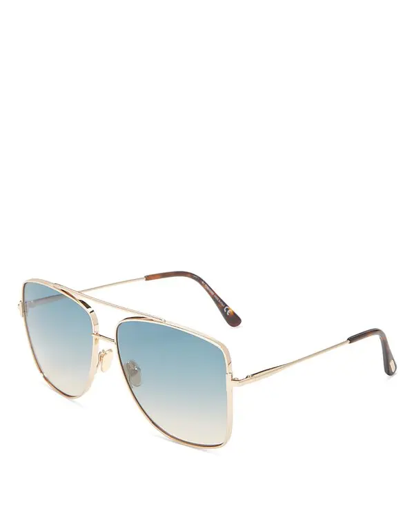 TOM FORD Reggie Brow Bar Aviator Sunglasses - Rose Gold/blue