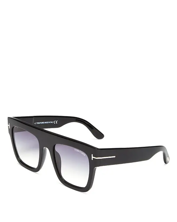 TOM FORD Flat Top Sunglasses - Shiny Black / Gradient Smoke