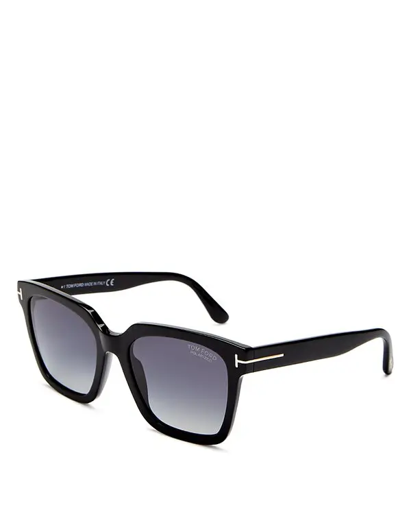 TOM FORD Selby Polarized Square Sunglasses - Black/smoke
