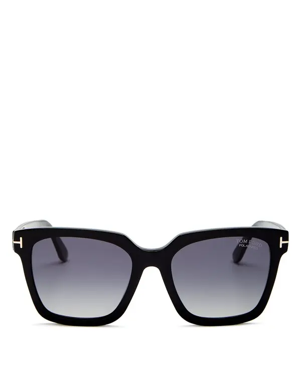TOM FORD Selby Polarized Square Sunglasses - Black/smoke