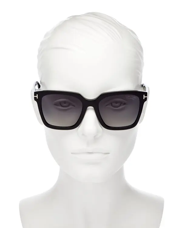 TOM FORD Selby Polarized Square Sunglasses - Black/smoke