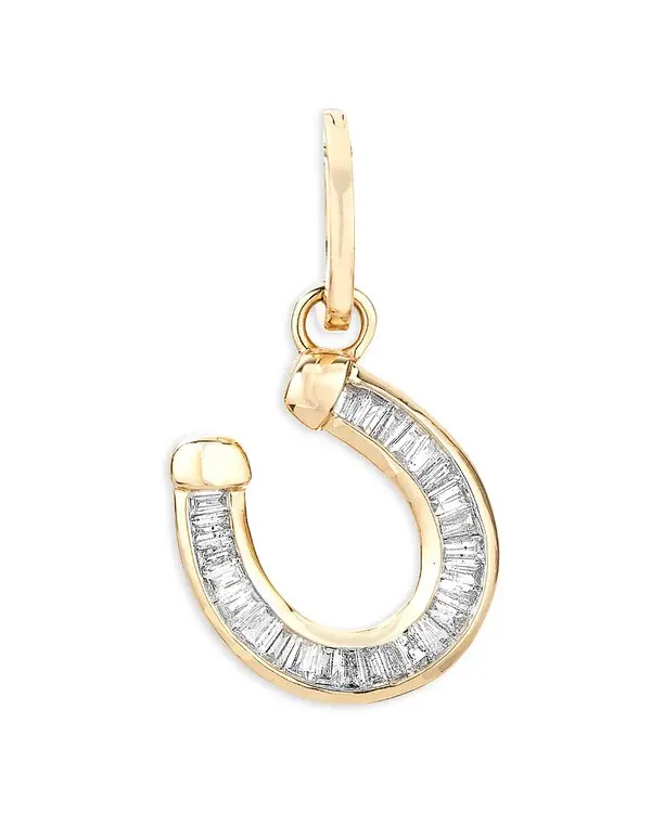 Adina Reyter 14k Yellow Diamond Baguette Horseshoe Pendant - Gold