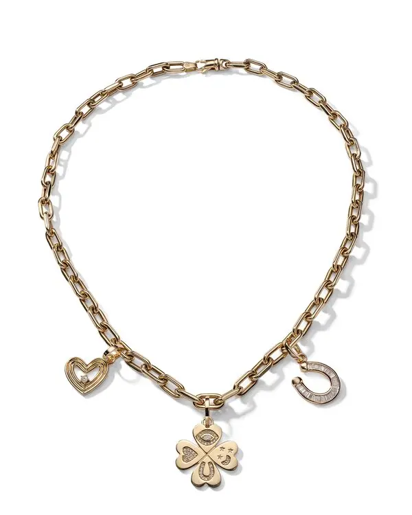 Adina Reyter 14k Yellow Diamond Baguette Horseshoe Pendant - Gold